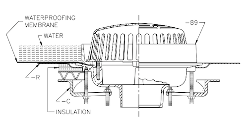 Zurn Z100 Steel Deck Water Insulated And / Or Overflow Installation