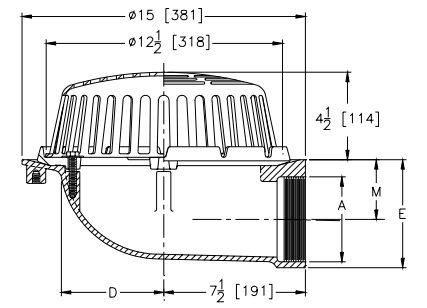 Zurn Z100-90 Roof Drain Lateral Roof Drain